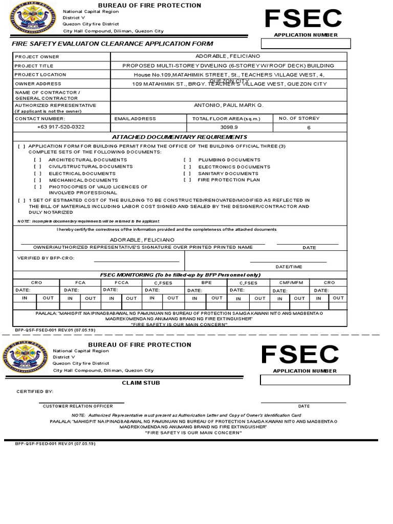 Application for Fire Safety Evaluation Clearance for a Proposed Multi ...