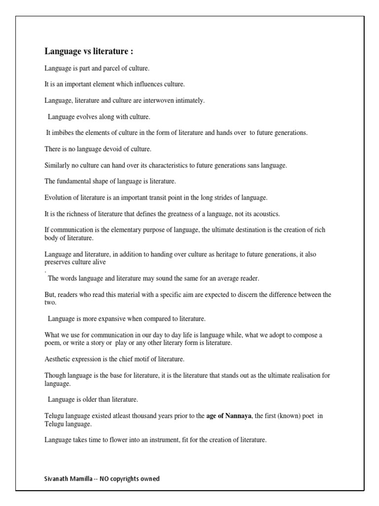 Language Vs Literature | PDF | Ramayana | Mahabharata