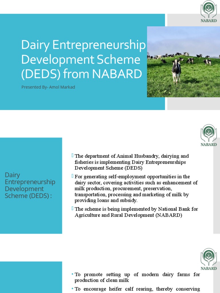 Dairy Entrepreneurship Development Scheme (DEDS) From NABARD | PDF ...