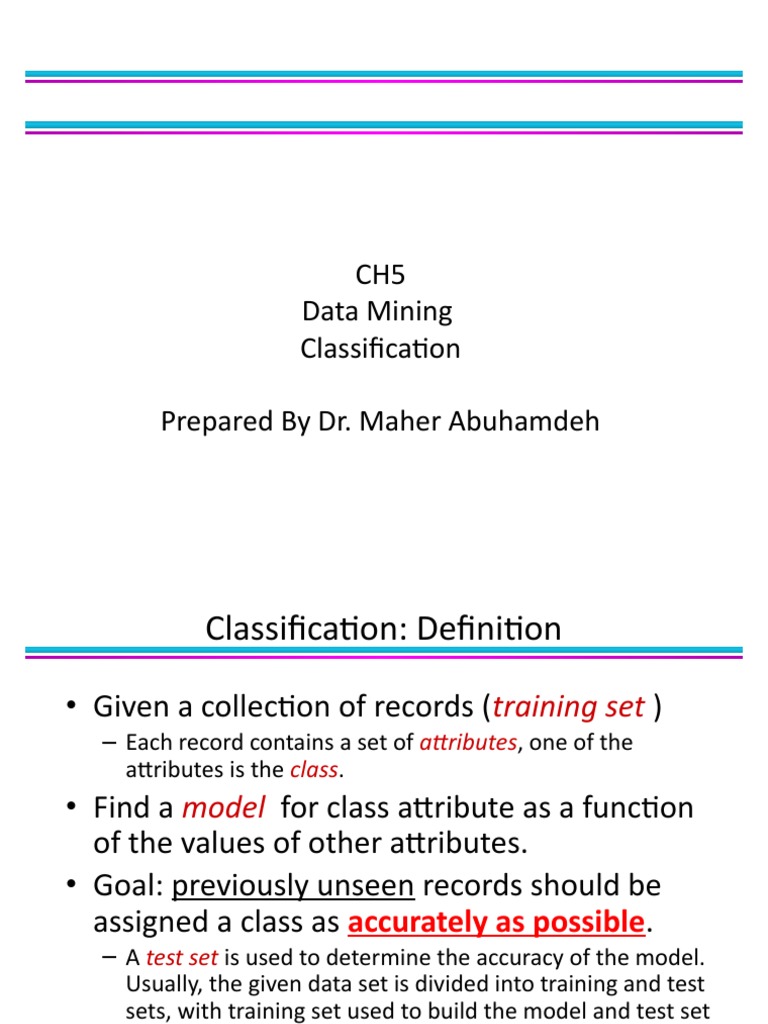 CH5 Data Mining Classification Prepared by Dr. Maher Abuhamdeh | PDF | Bayesian Inference ...
