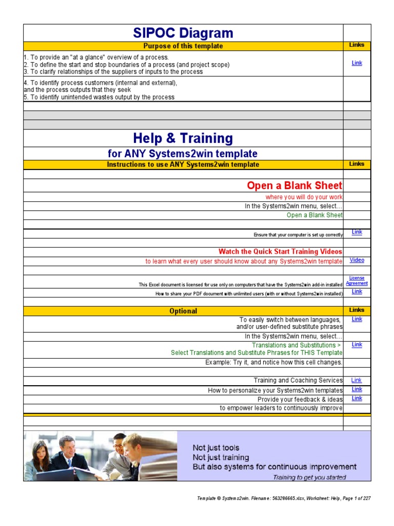 SIPOC Diagram: For ANY Systems2win Template | PDF | Microsoft Excel ...