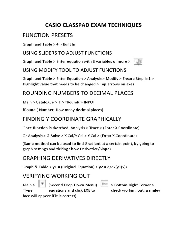 Casio Classpad Exam Techniques | PDF