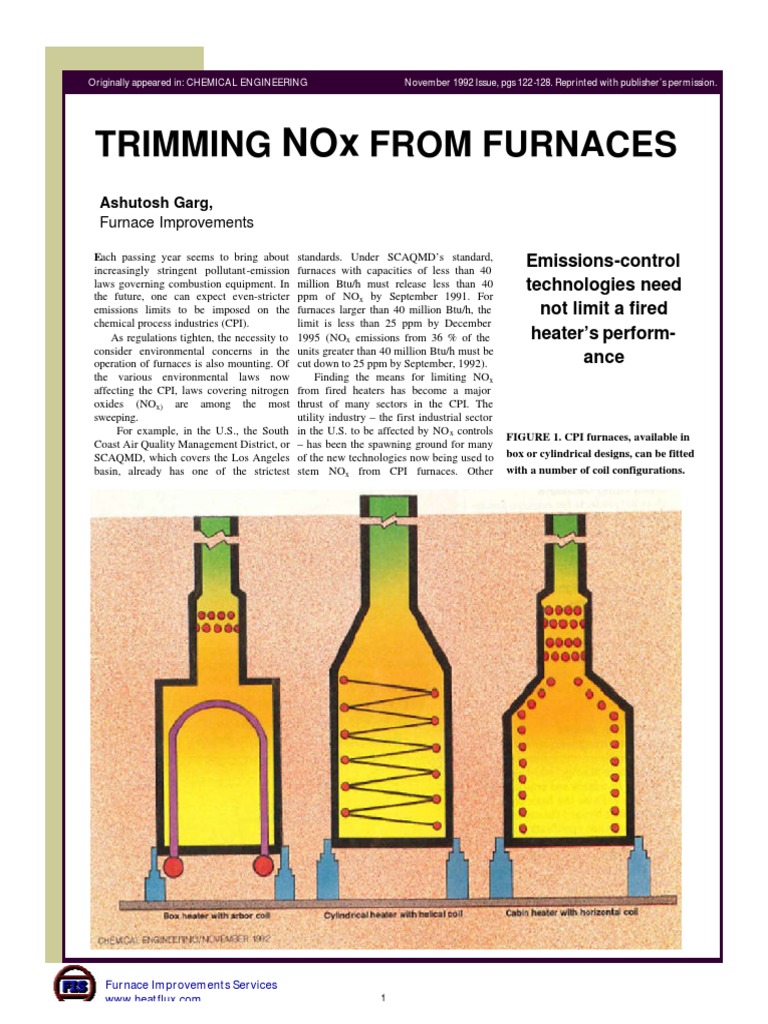 Controlling NOx Emissions in Furnaces | PDF | Combustion | N Ox