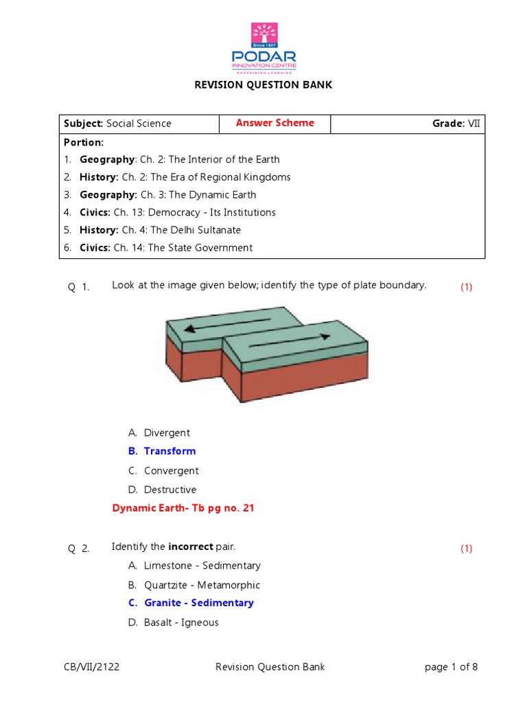 Answer Scheme: Revision Question Bank | PDF | Rock (Geology) | Geology