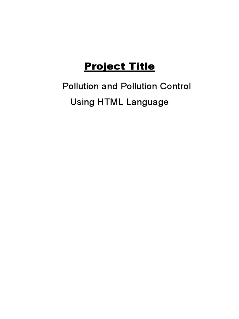 Project Title: Pollution and Pollution Control Using HTML Language ...