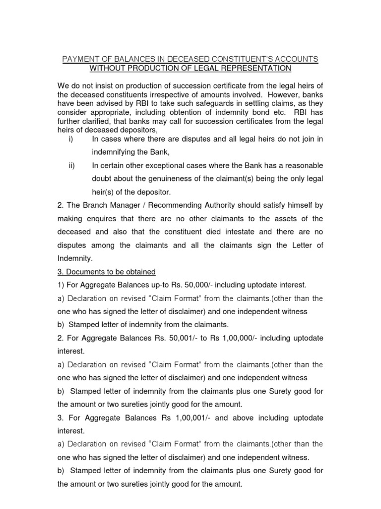 Sbi Claim Form | PDF | Deposit Account | Indemnity