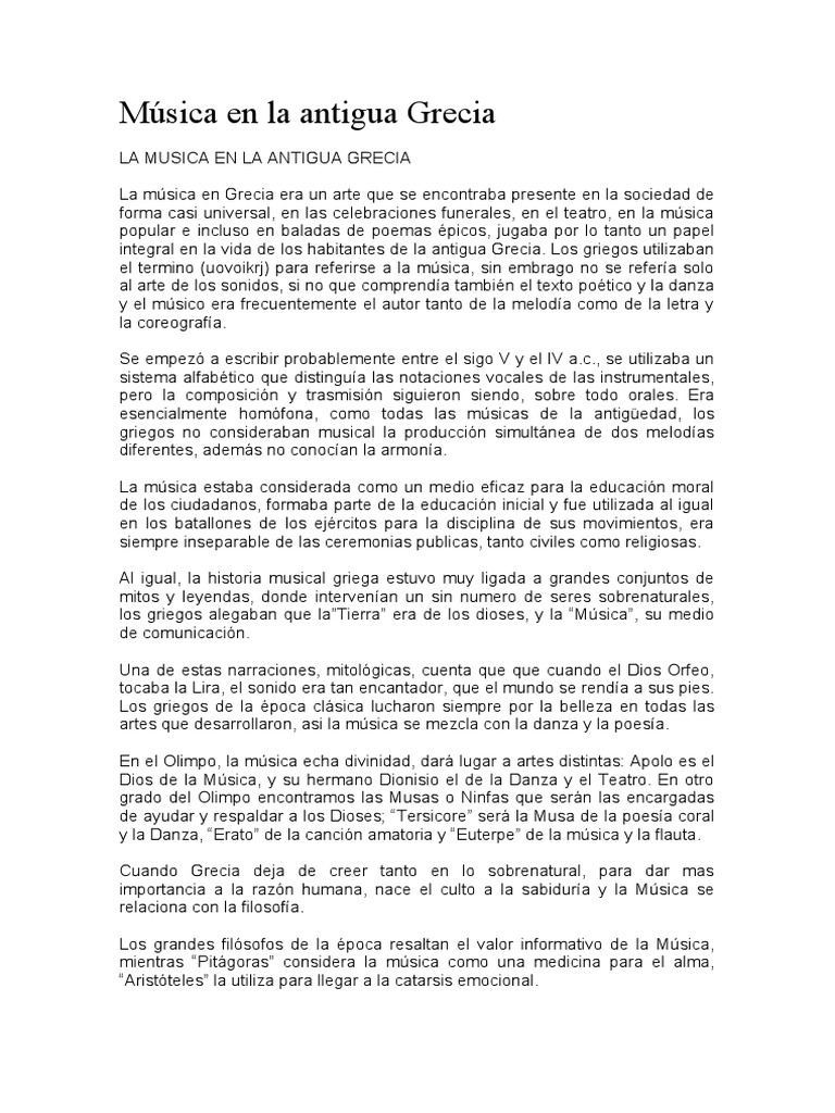 Música en La Antigua Grecia | PDF | Escala (música) | Modo (música)