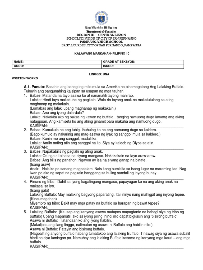 q2 Filipino 10 Modified Assessment | PDF