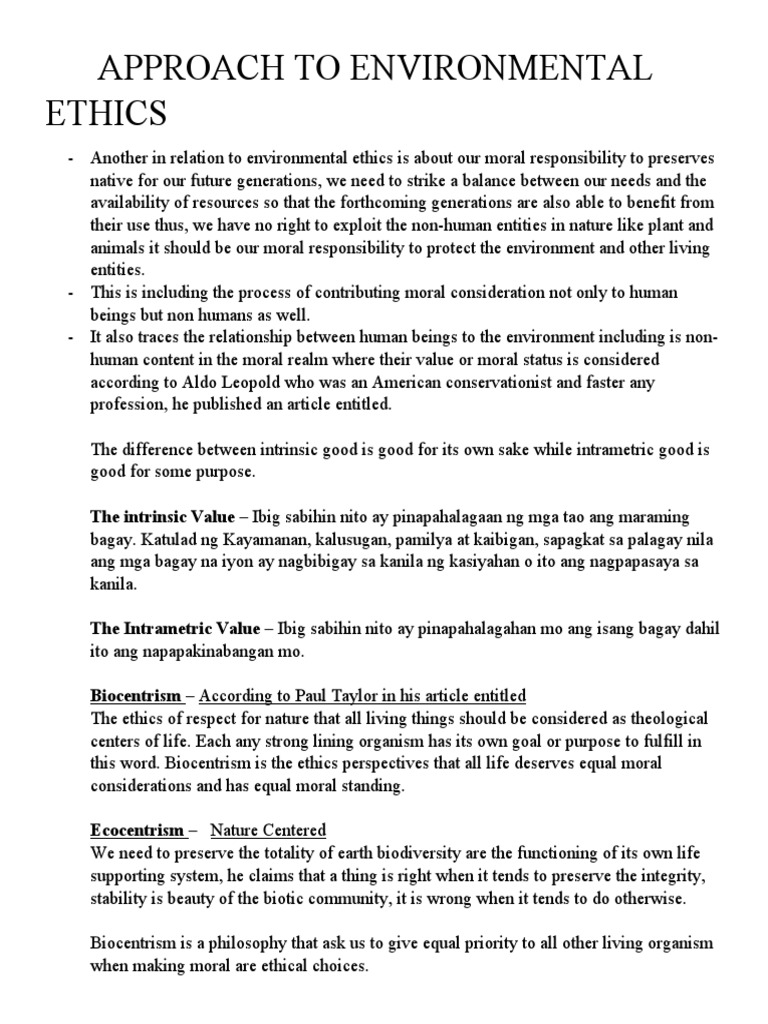 Approach-To-Environmental-Ethics 2 | PDF | Environmental Ethics ...