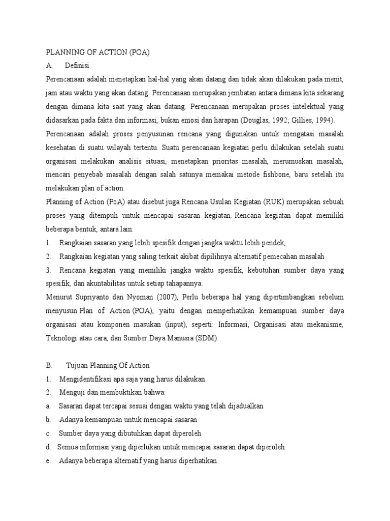 Planning of Action | PDF