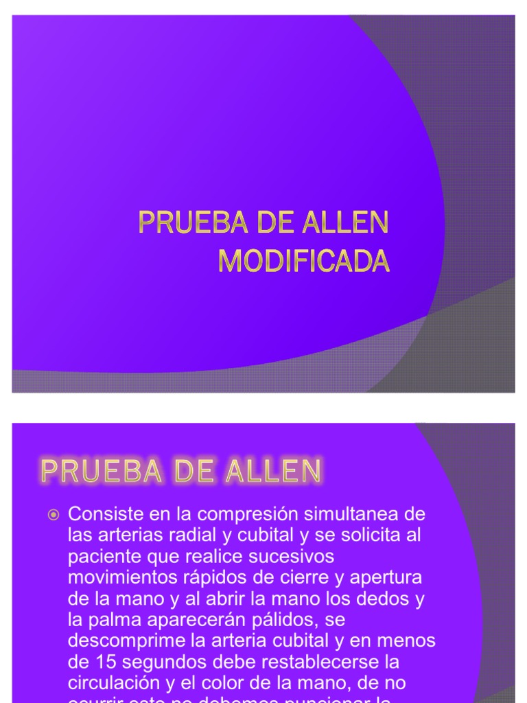 Prueba de Allen Modificada | Sistema cardiovascular | Especialidades ...