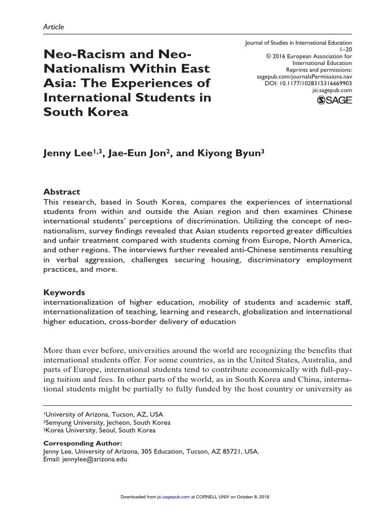 Neo-Racism and Neo-Nationalism Within East Asia: The Experiences of ...