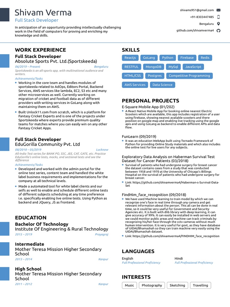 Shivam Verma - Golang Developer | PDF | Mobile App | Web Application