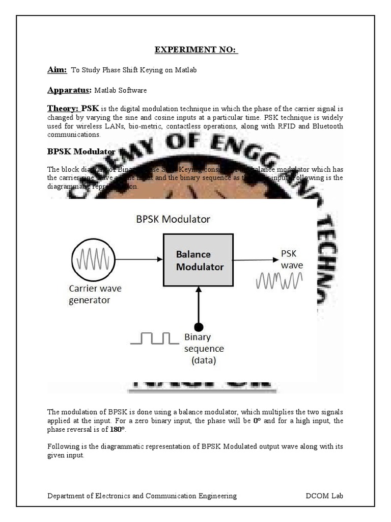PSK Lab Manual | PDF | Modulation | Telecommunications Engineering
