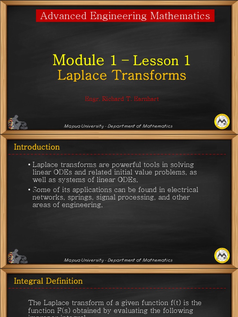 Laplace Transforms in Engineering | PDF | Laplace Transform | Electronics