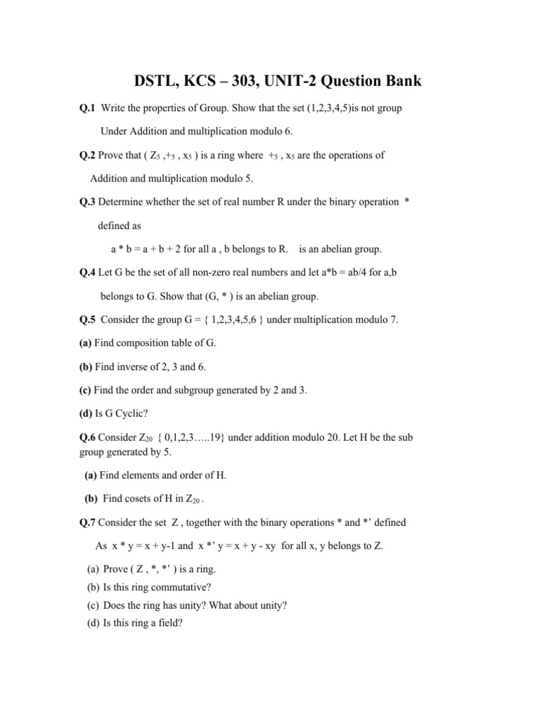 DSTL, KCS - 303 UNIT-2 Question Bank | PDF