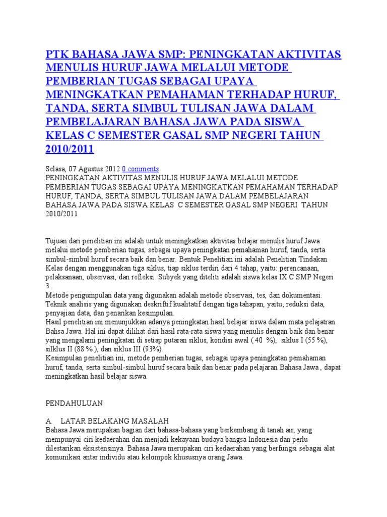 PTK Bahasa Jawa SMP 3 | PDF