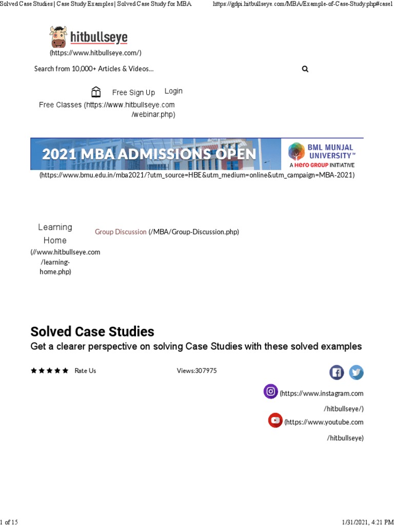 Solved Case Studies Case Study Examples Solved Case Study For MBA | PDF ...