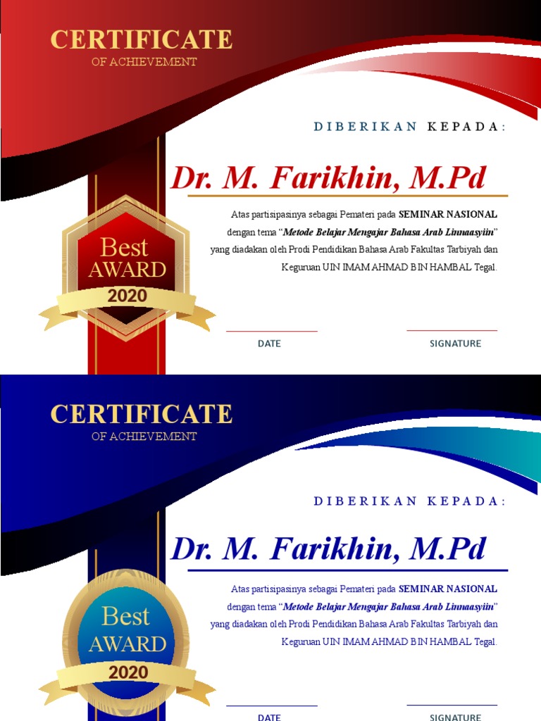 50 Desain Gratis Sertifikat Penghargaan Pdf