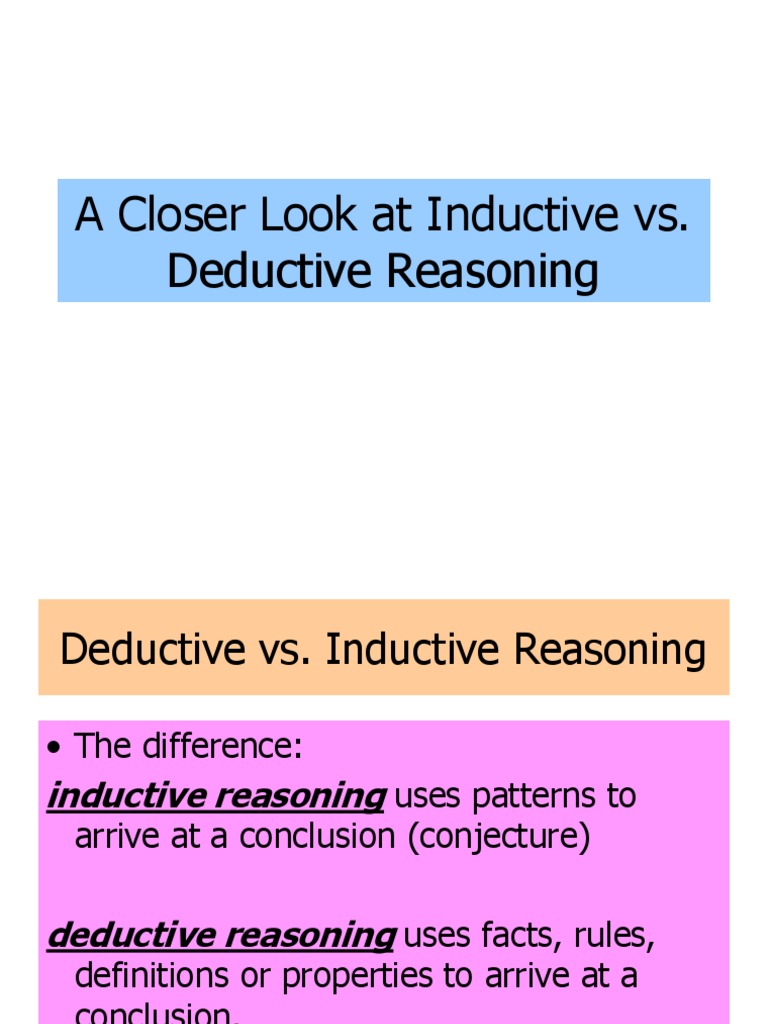Inductive Vs Deductive Reasoning