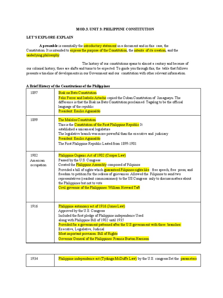 MOD3 - Unit3 - Phil Consti - Explore - Explain | PDF | World Politics | President Of The Philippines