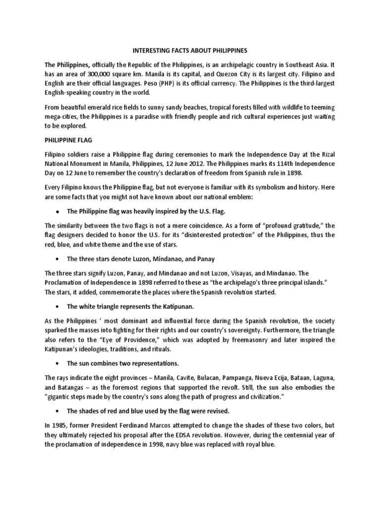 Interesting Facts About Philippines | PDF | Tagalog Language | Philippines