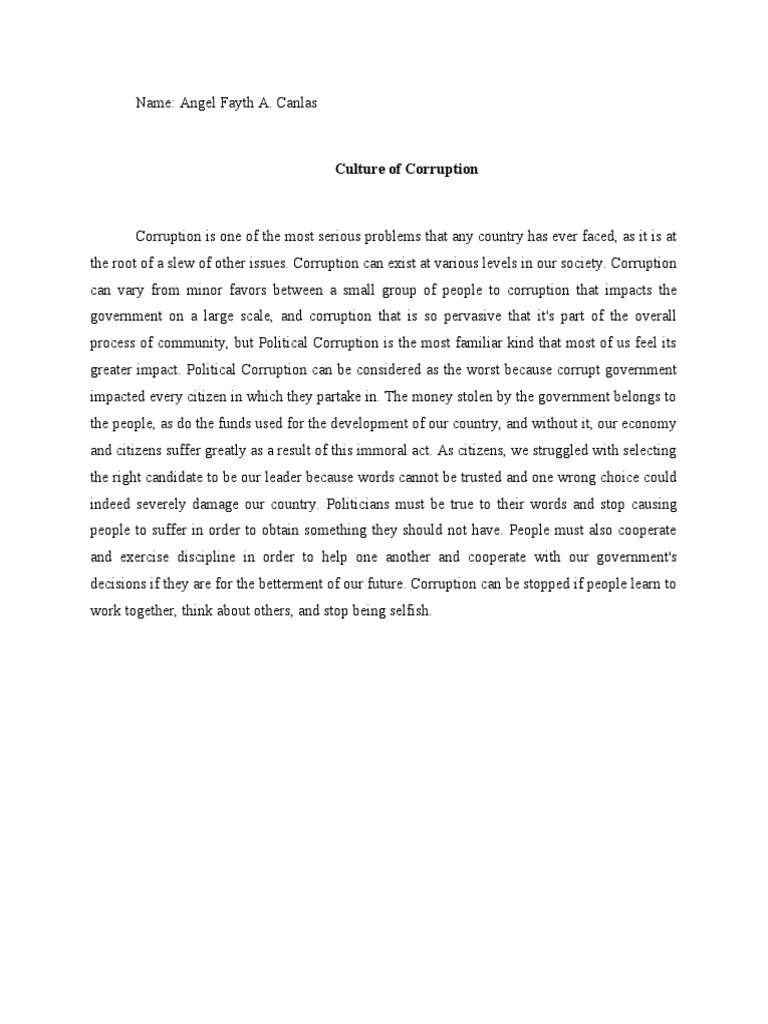 Culture of Corruption | PDF | Social Science