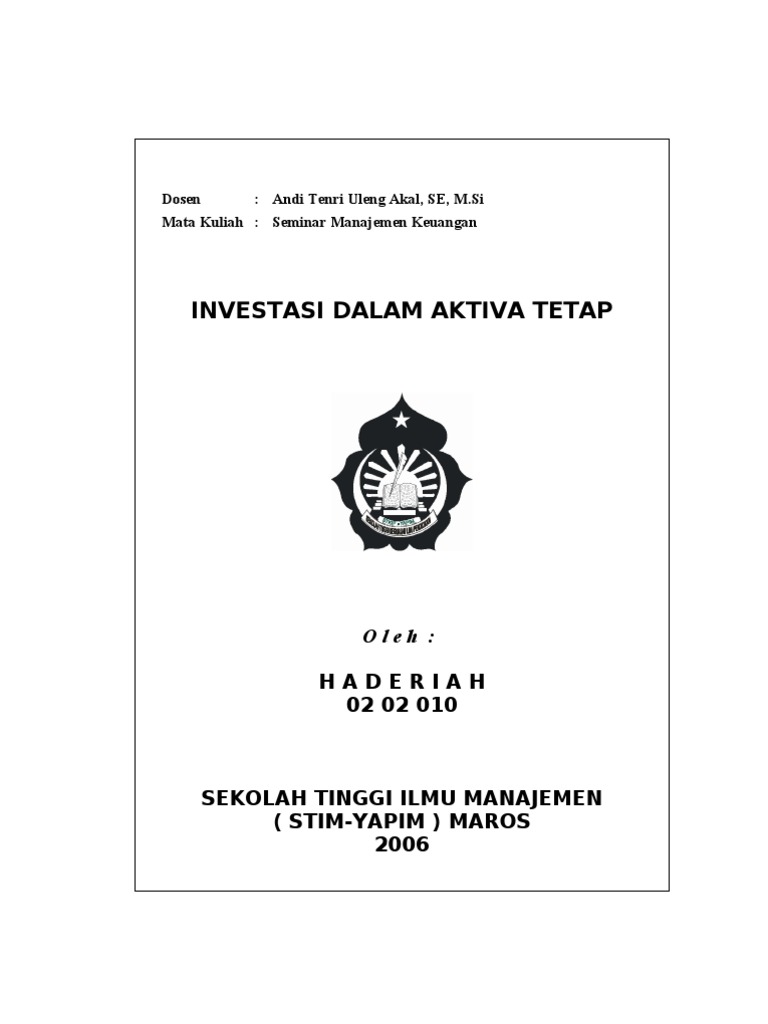 Investasi Dalam Aktiva Tetap | PDF
