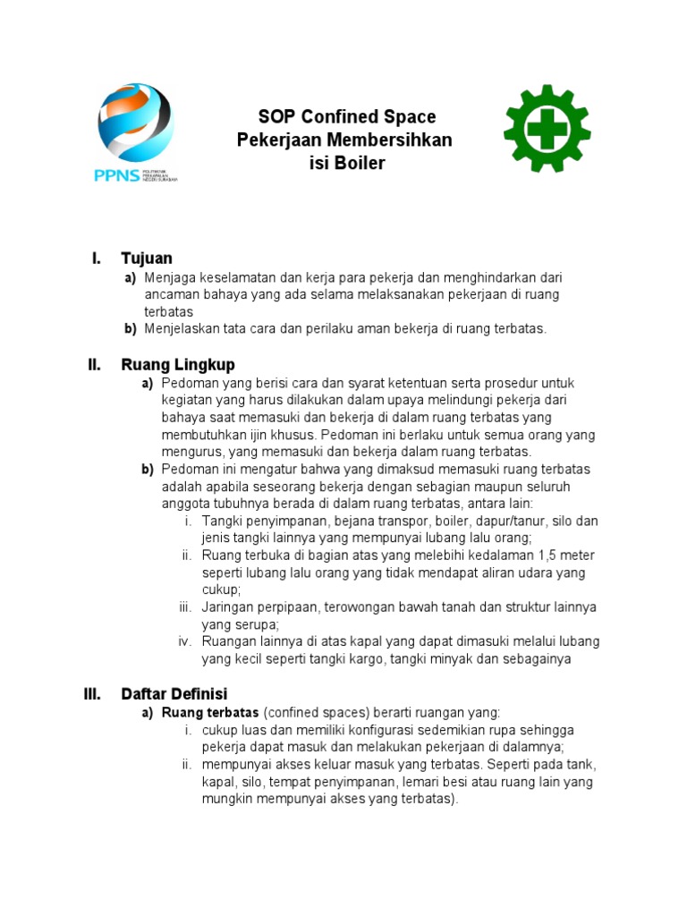 SOP Confined Space | PDF
