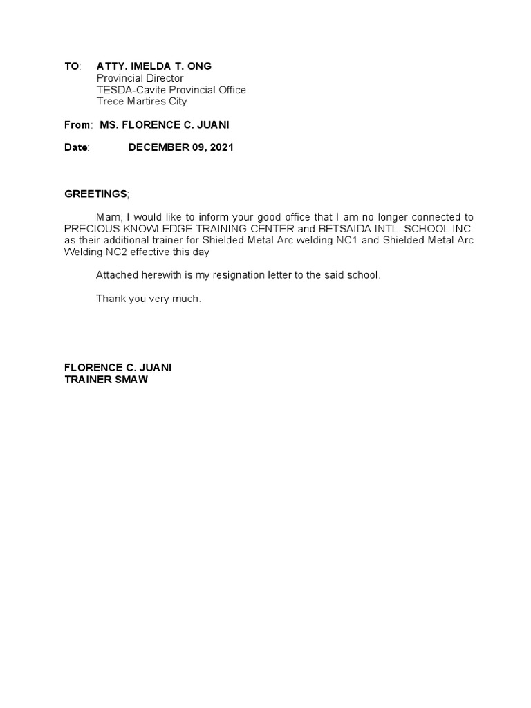 Letter of Intent For Accreditation | PDF