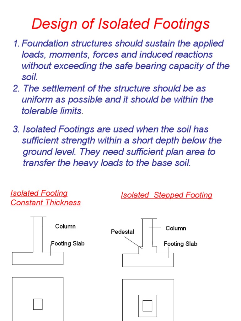 Isolated Footing Design Guide | PDF | Column | Continuum Mechanics