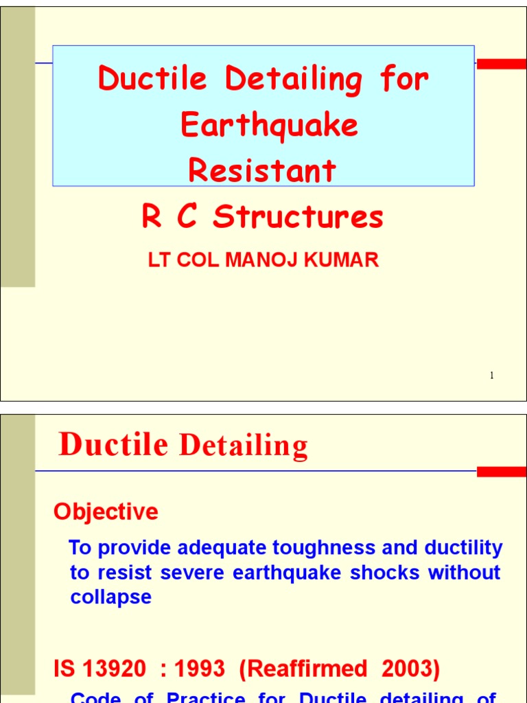 Ductile Detailing For Earthquake Resistant RCC Strs | PDF | Beam ...