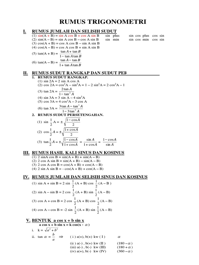 Rumus Trigonometri | PDF | Metode & Bahan Ajar