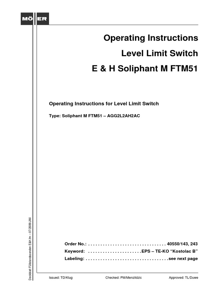 Instructions Soliphant M FTM51 | PDF