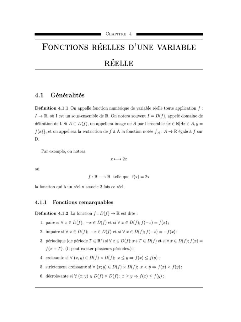 Fonctions Réelles D'une Variable Réelle | PDF