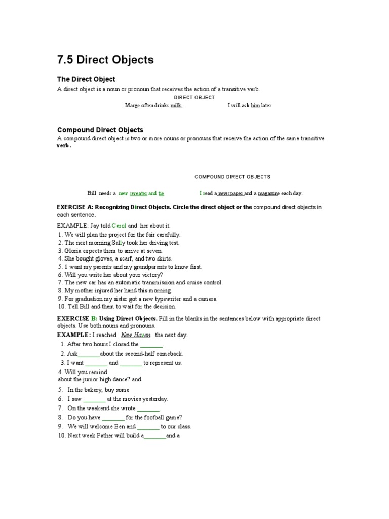 Understanding Direct Objects in Grammar | PDF