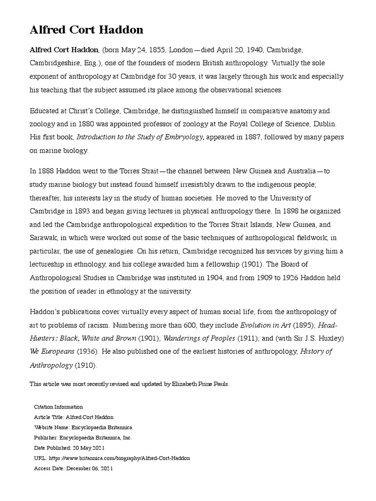 Alfred Cort Haddon | PDF