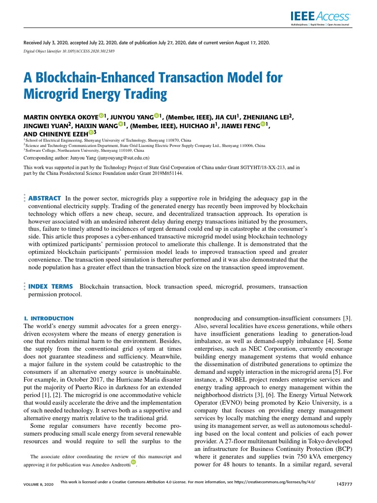 A Blockchain Enhanced Transaction Model For Microgrid Energy Trading Pdf Linear Regression