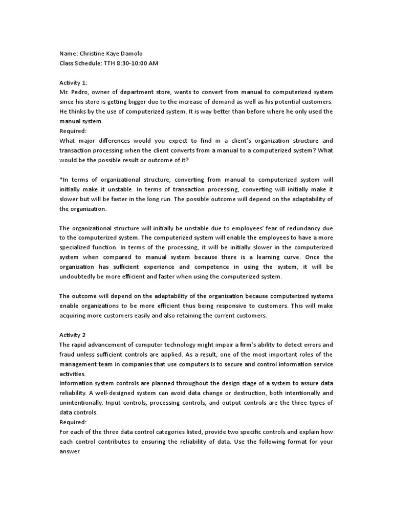 Manual vs. Computerized Systems | PDF | Reliability Engineering ...