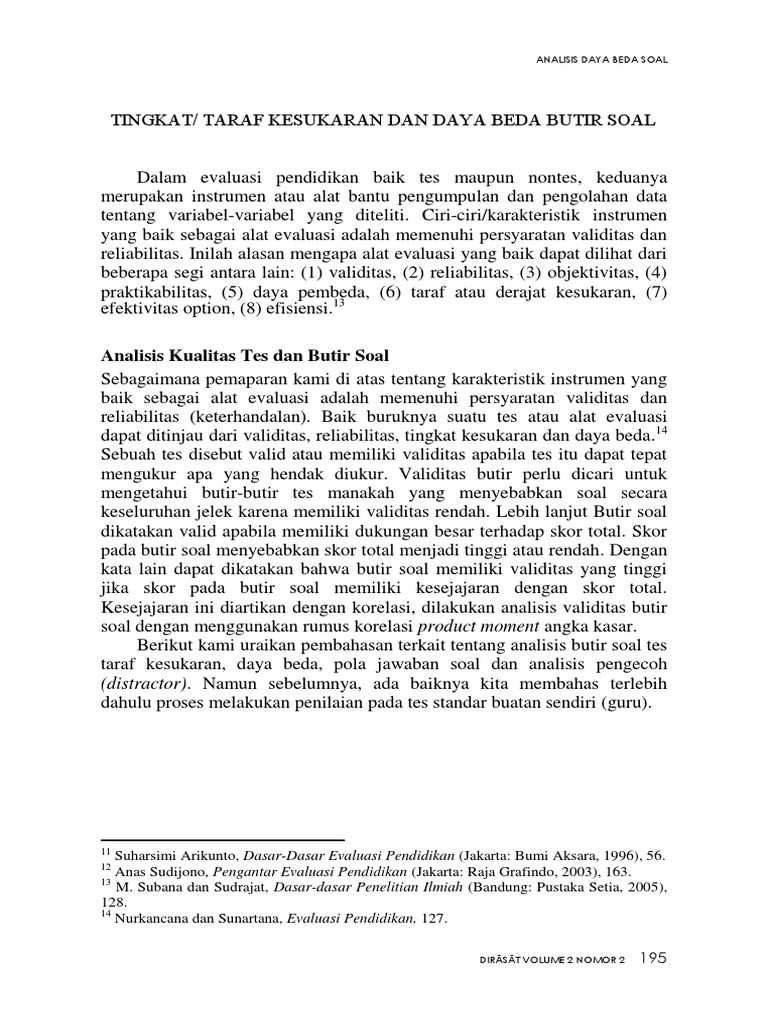 Tingkat Kesukaran Dan Daya Beda Butir Soal | PDF