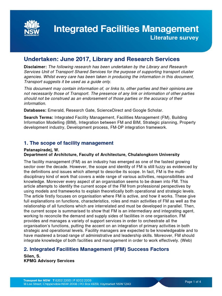 Integrated Facilities Management Overview | PDF | Building Information ...
