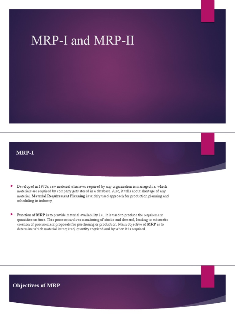 MRP-I and MRP-II | PDF | Business Process Management | Business
