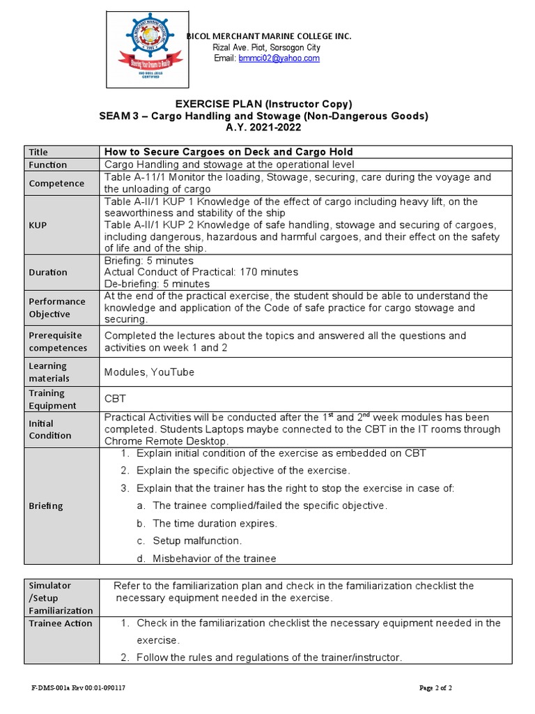 1 F DMS 001a Practical Exercise Plan | PDF