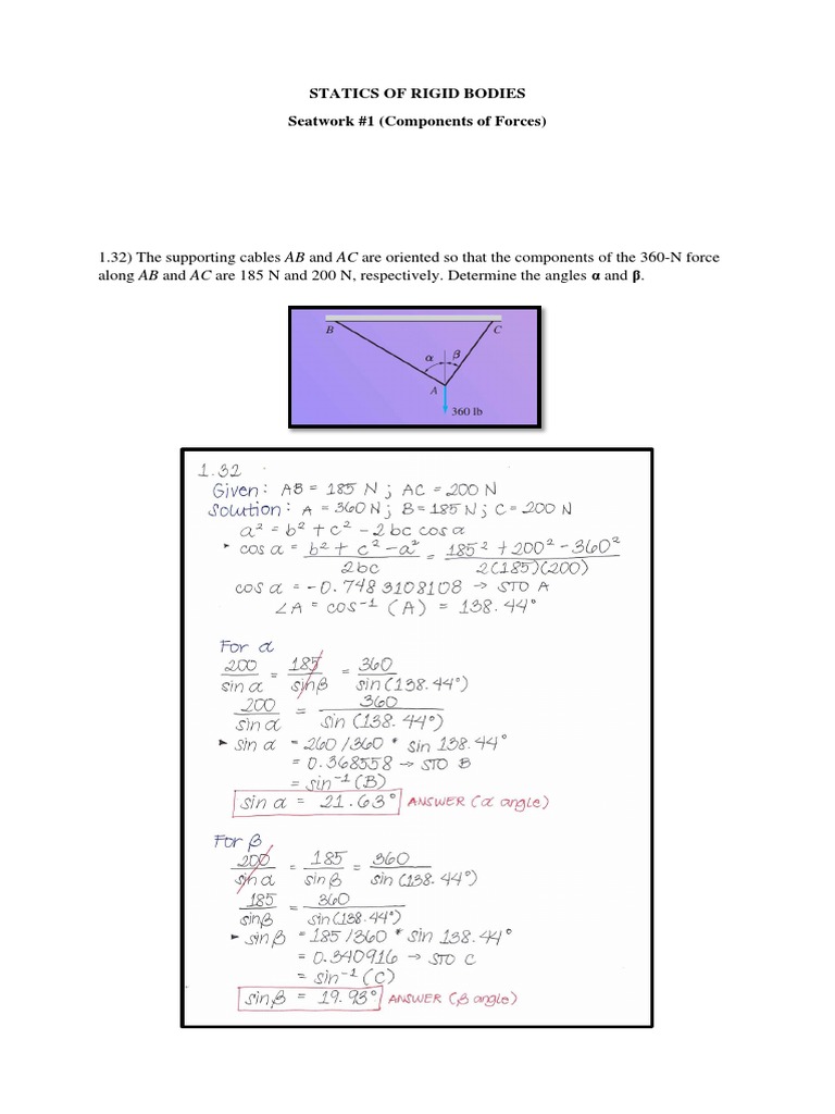 Statics Components of Forces | PDF