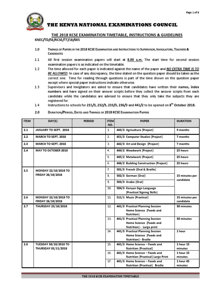 The Kenya National Examinations Council: The 2018 Kcse Examination ...