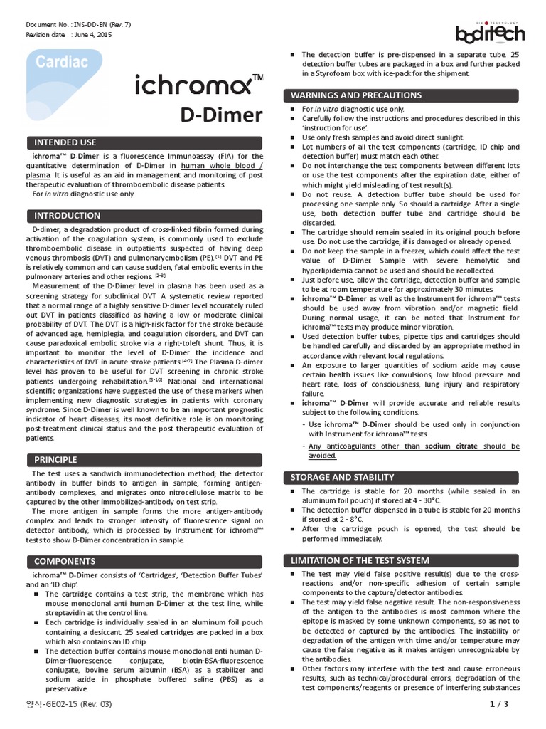 Ins DD en D Dimer Rev.07 150604 | PDF | Tissue (Biology) | Diseases And ...
