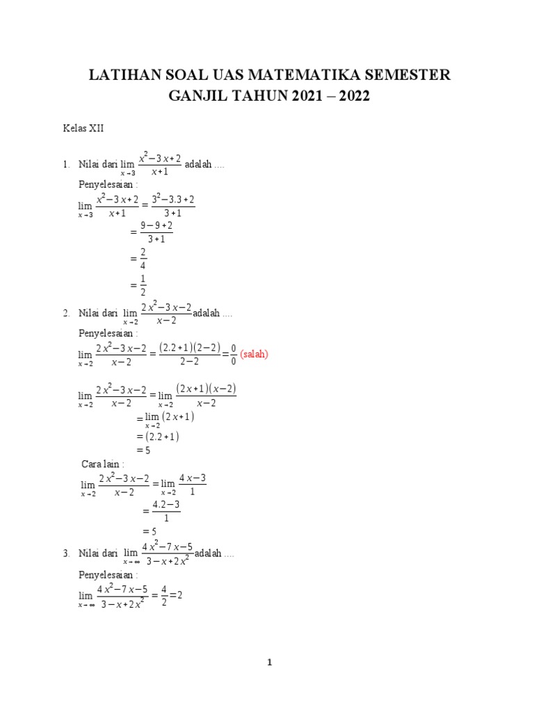 Xii - Latihan Soal Uas Matematika Ganjil TH 2021 - 2022 | PDF | Metode & Bahan Ajar
