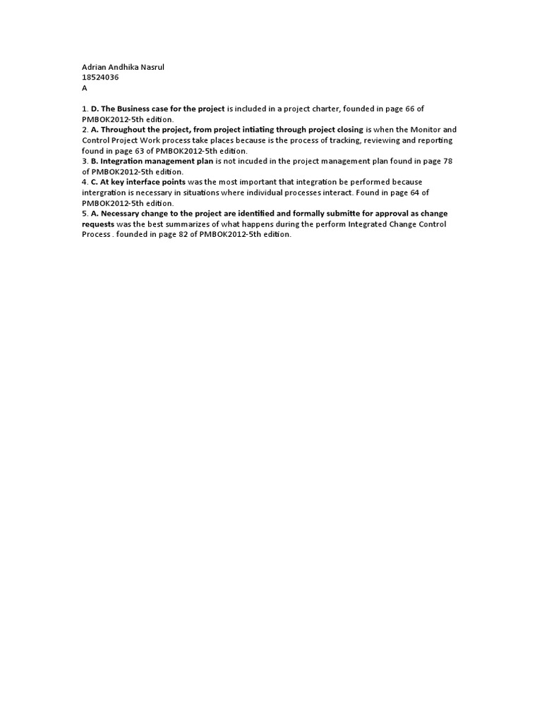 Project Integration Managemet - Tugas - Adrian Andhika Nasrul | PDF