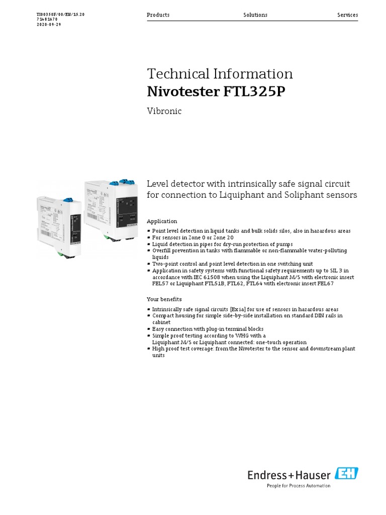 Nivotester FTL325P Technical Document Summary | PDF | Relay | Direct ...