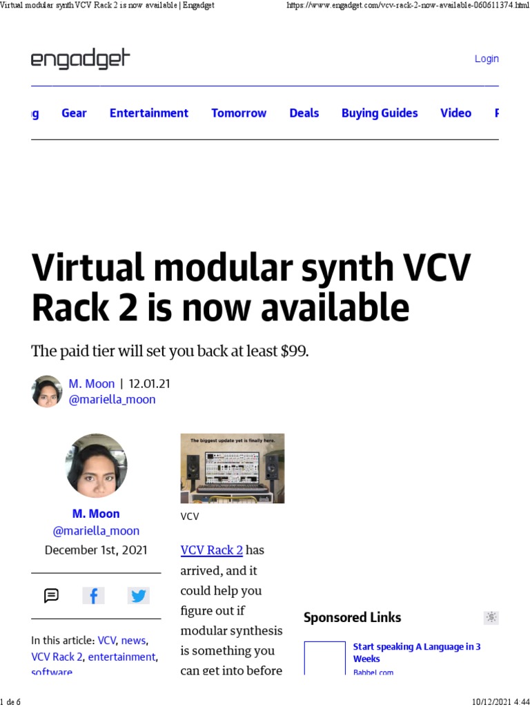 Virtual Modular Synth Vcv Rack 2 Is Now Available Engadget Pdf
